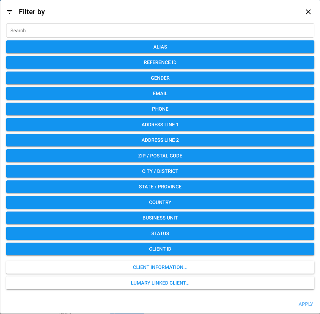 Reviewing, Exporting and Filtering Client Information